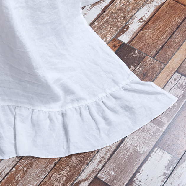Flat Ruffles Sheets For Bed | Pure Ruffled Flat Linen Bed Sheets