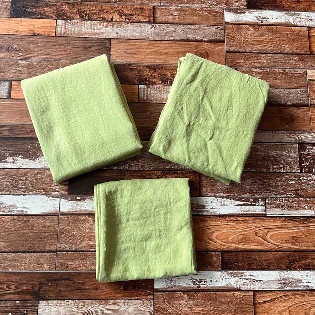 Basic Linen Sheets set in Green Tea hue - Linenshed