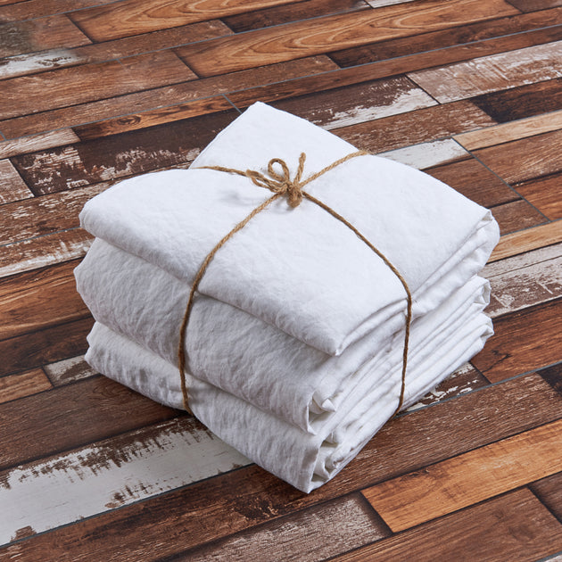 Bed Linen Sheet Sets | Optic White Linen Sheet Set